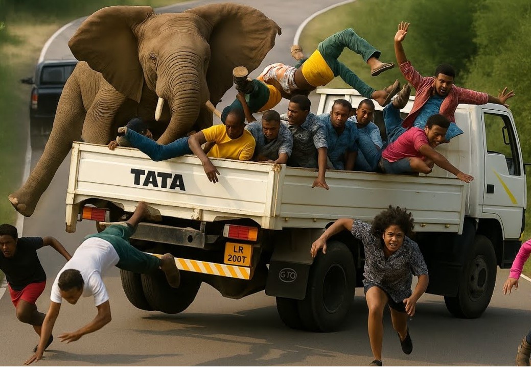Raging Elephant Flips Truck Packed With Tourists—Caught on Camera ...
