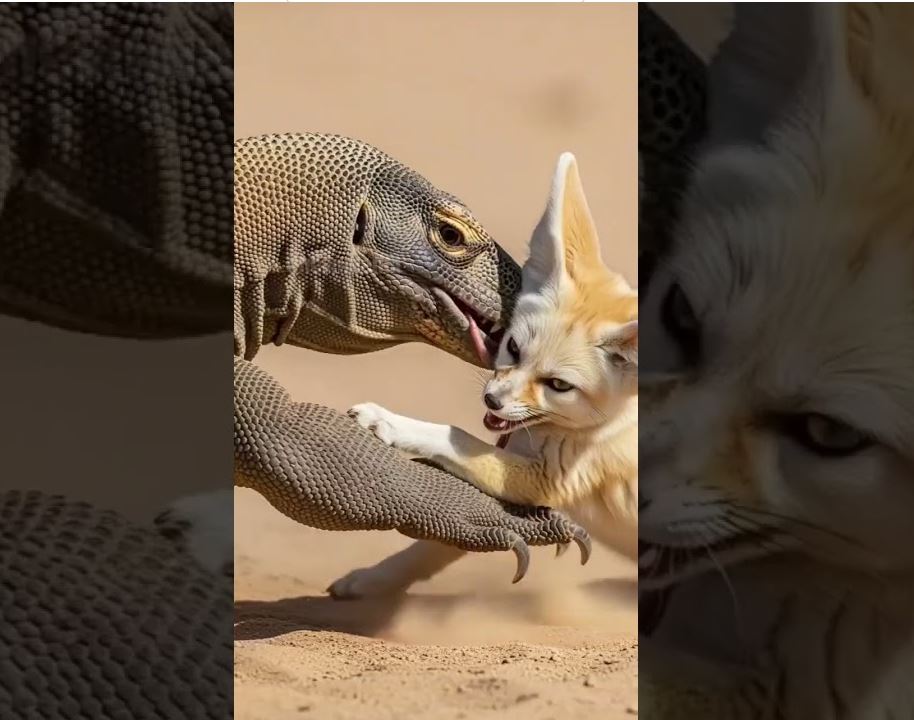 A Mother's Fury: Fennec Fox Fights Off Komodo Dragon to Protect Her ...