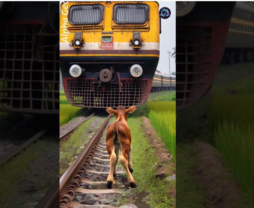 Brave Baby Calf Protects Passenger Train, A Heartwarming Rescue Story ...