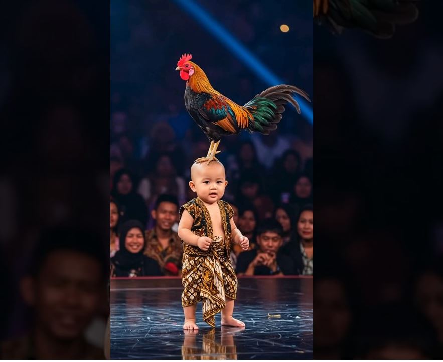 Spectacular baby and his incredible rooster! - DAILY NEWS