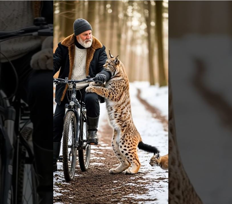 Eurasian Lynx Warns A Man Of blocking - DAILY NEWS